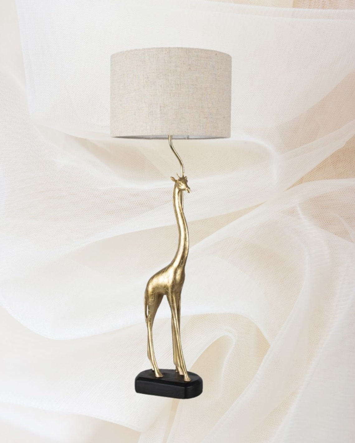 Gold Giraffe Lamp With Neutral Shade, Animal Table Lamp, Safari Chic ...