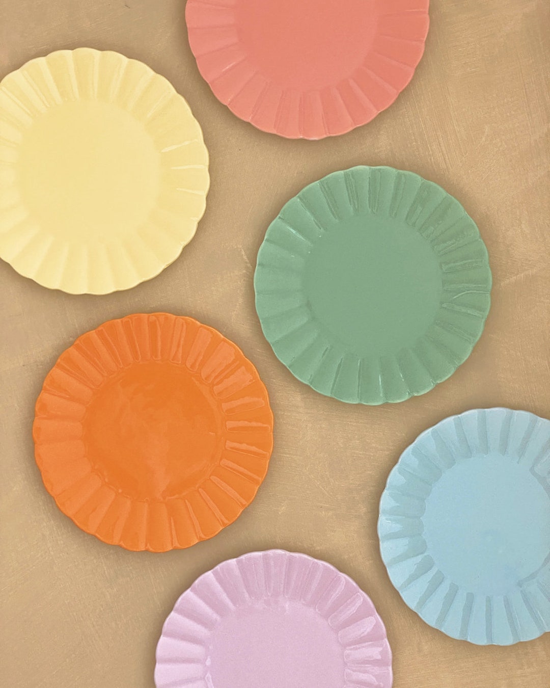 Wavy Plate, Pastel Scalloped Plate, Lilac, Pink, Blue, Green, Yellow ...