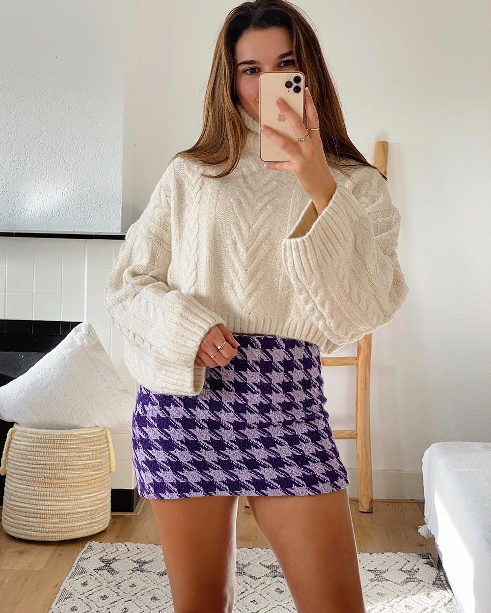Tweed Matching Set Douce, Preppy Look, Rich Purple Buttoned Blazer ...