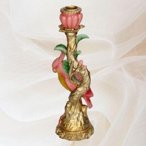 Hollywood Regency Pink Parrot Candle Holder, Bird Candlestick, Pink ...
