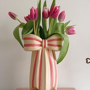 Pink Bow Vase, Flower Vase, Pastel Pink, Feminine, Romantic, Graceful ...