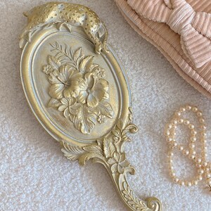 Leopard Gold Hand Mirror, Floral, Luxe, Gold, Elegant, Vanity Decor ...