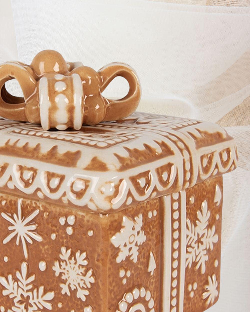 Cottage Kitchen Gingerbread Ceramic Storage Jar, Cookie Jar With Bow ...