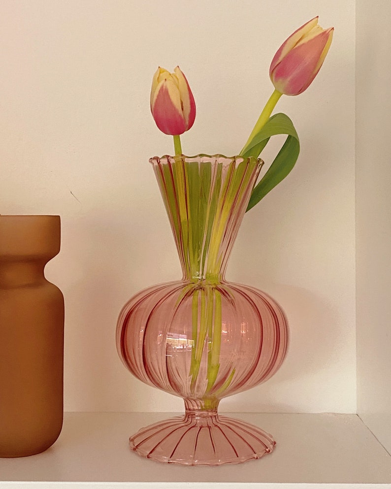 Recycled Colored Glass Vase, Pink, Yellow, Purple, Mint, Terra, Flower ...