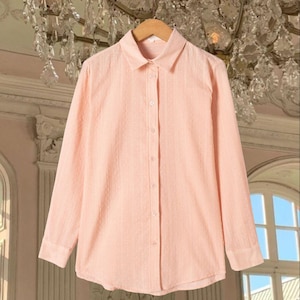 Peach Cotton Blouse, 100% Cotton, Button-down, Top, Wardrobe, Staple ...