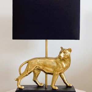 Gold Leopard Table Lamp With Black Shade, Panther, Wild Cat, Animal ...