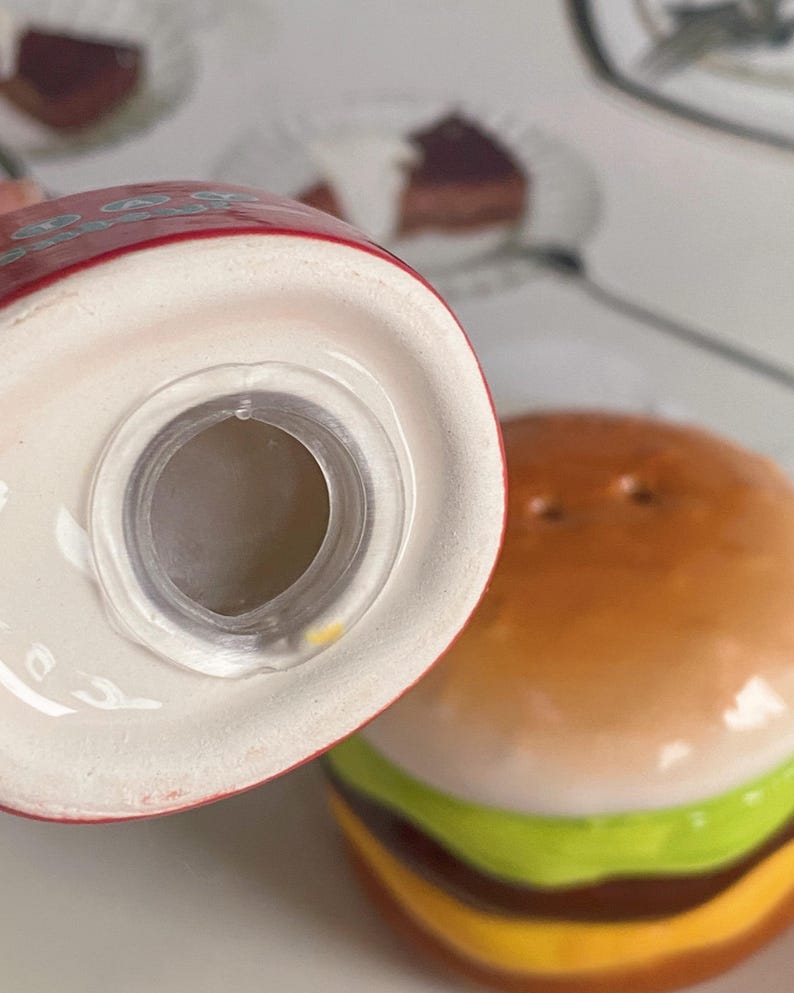 Burger ‘N Fries Salt Pepper Shaker Set, Retro Kitchen Decor, Vintage ...