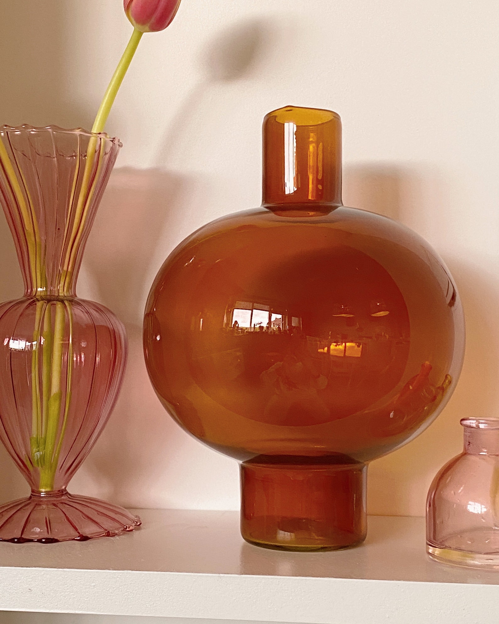 Recycled Colored Glass Vase, Pink, Yellow, Purple, Mint, Terra, Flower ...