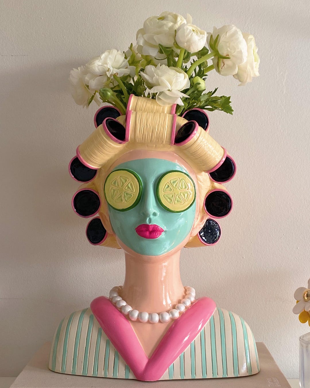 Self Care Lady Vase, Spa Day Flower Vase, Glam Vanity Decor, Feminine ...