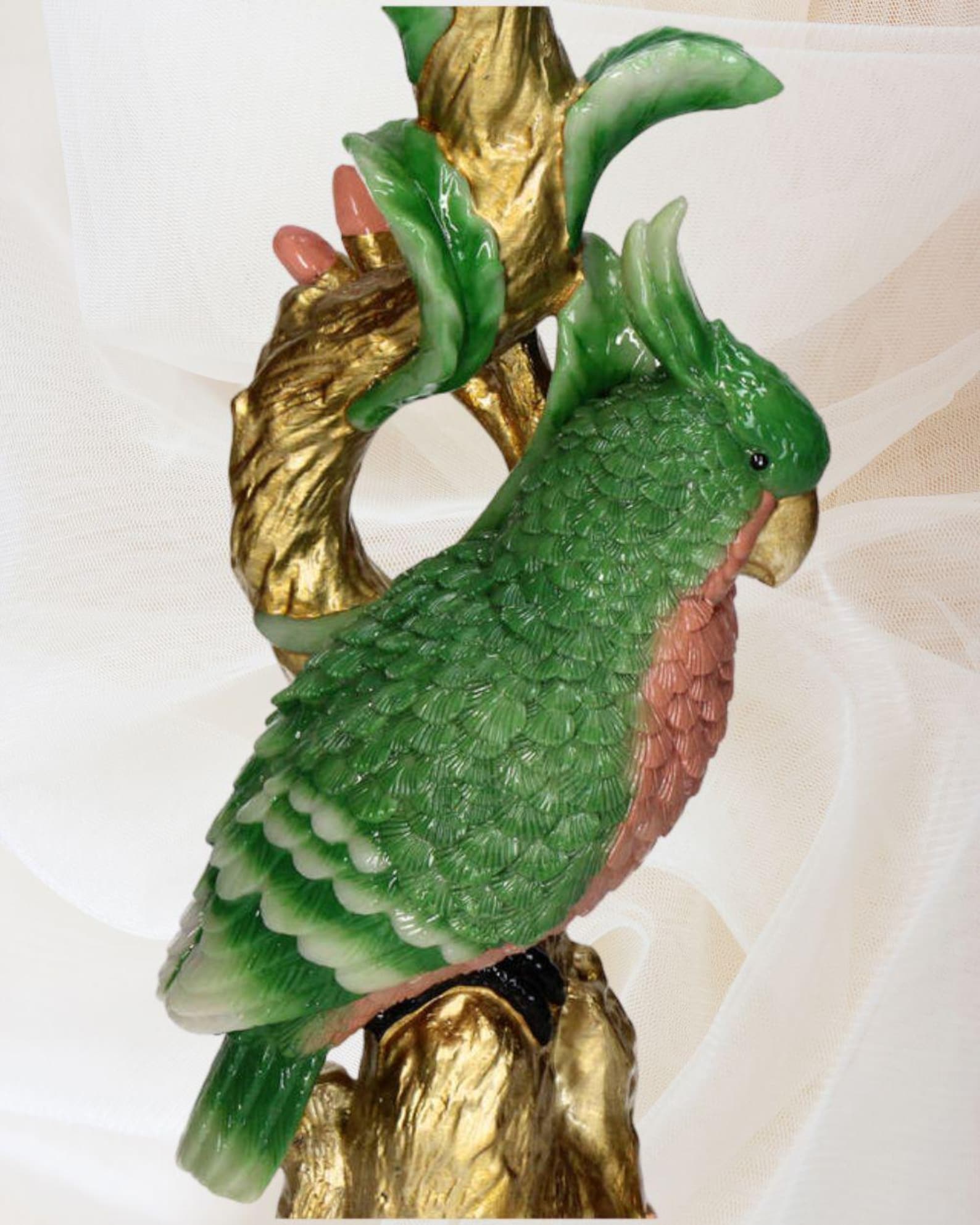 Hollywood Regency Parrot Candle Holder, Bird Candlestick, Green Pink Gold Glam Decor, Luxury ...