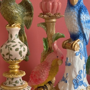 Chic Green Gold Parrot Candle Holder, Bird Candlestick, Hollywood Regency, Glam Decor, Luxury ...