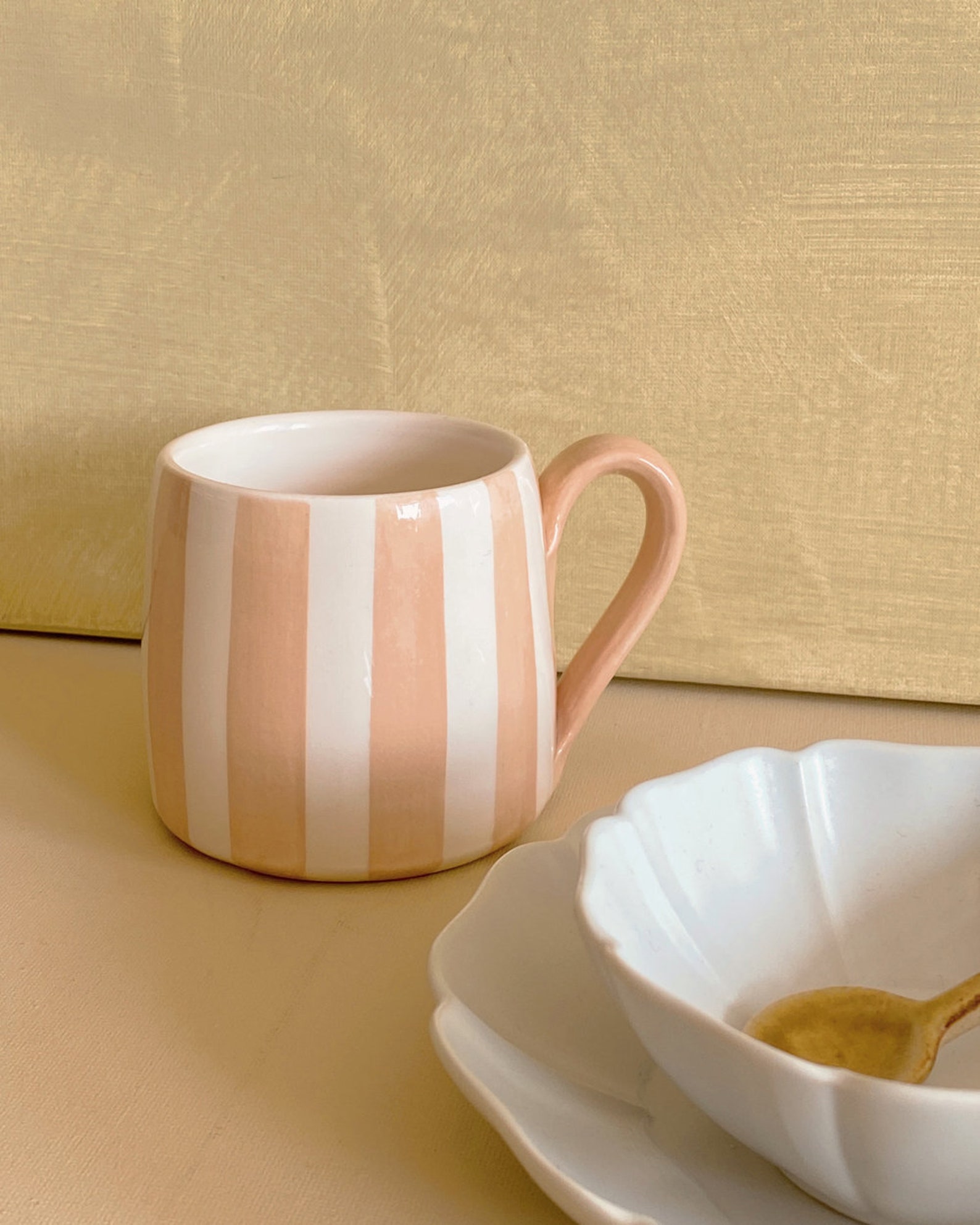 Hand Painted Ceramic Circus Mug, Aesthetic, Candy Stripe, Pastel Mug ...