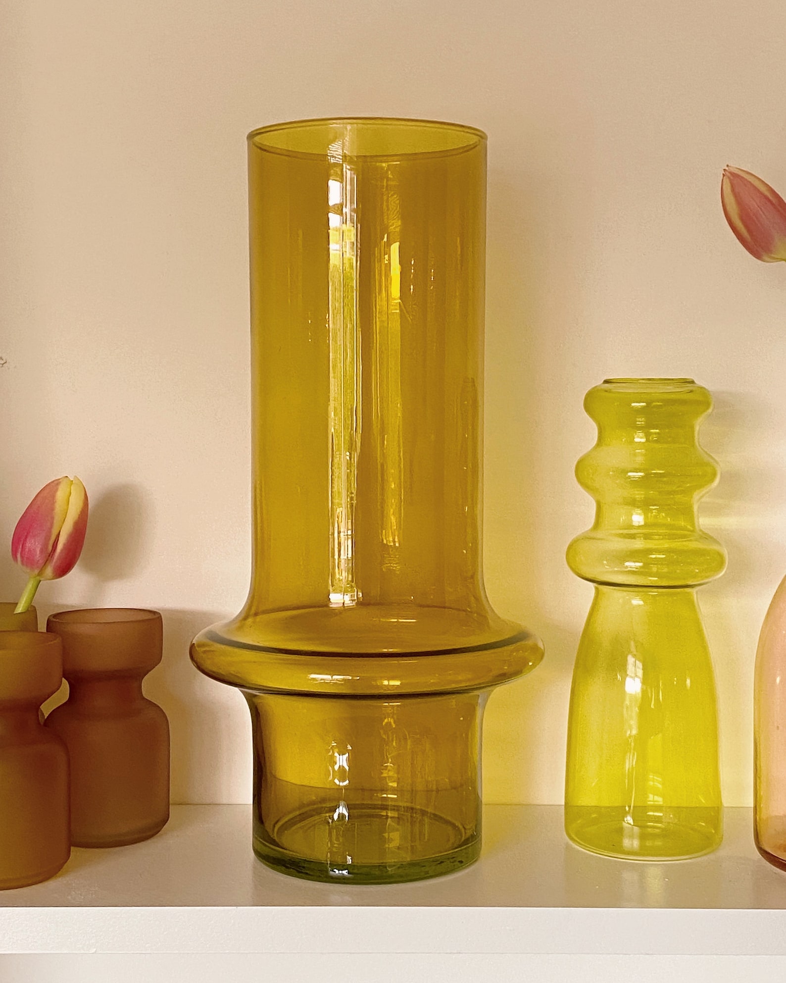 Recycled Colored Glass Vase, Pink, Yellow, Purple, Mint, Terra, Flower ...
