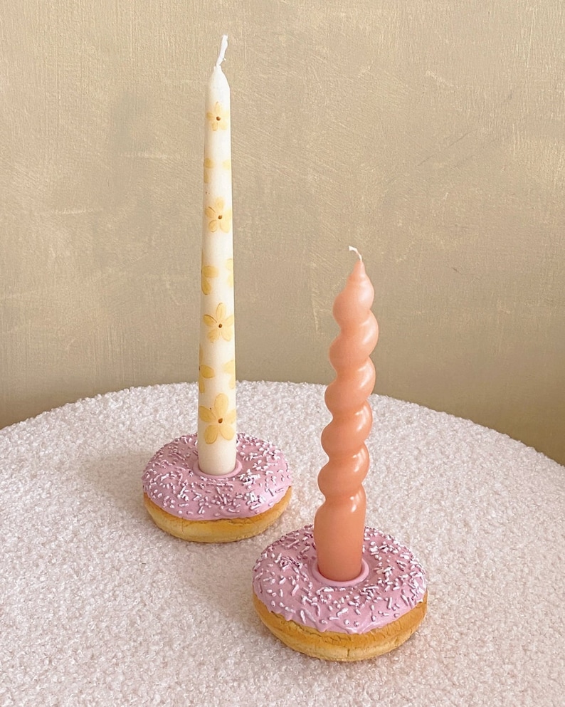 Pink Donut Candle Holder, Donut-shaped Candlestick, Pastel Pink, Dreamy ...