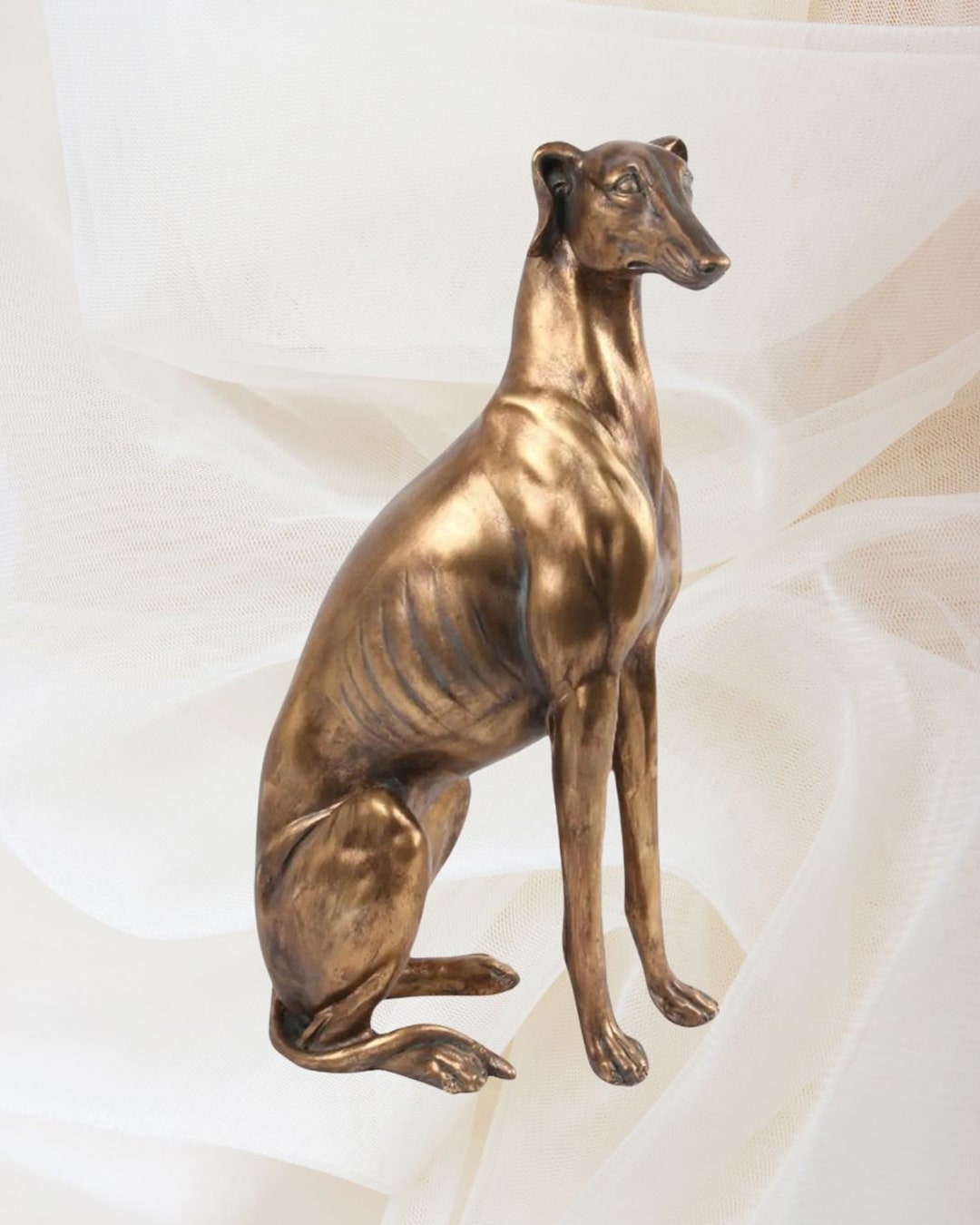 Gold Greyhound Statue, Dog Sculpture, Animal Figurine, Elegant ...