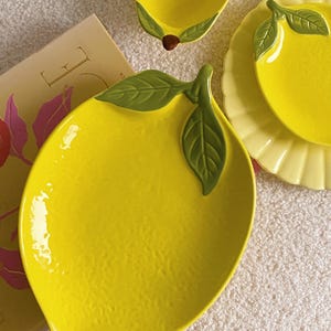 Lemon Ceramic Serving Bowl, Plate, Citrus Tableware, Yellow Fruit Theme ...