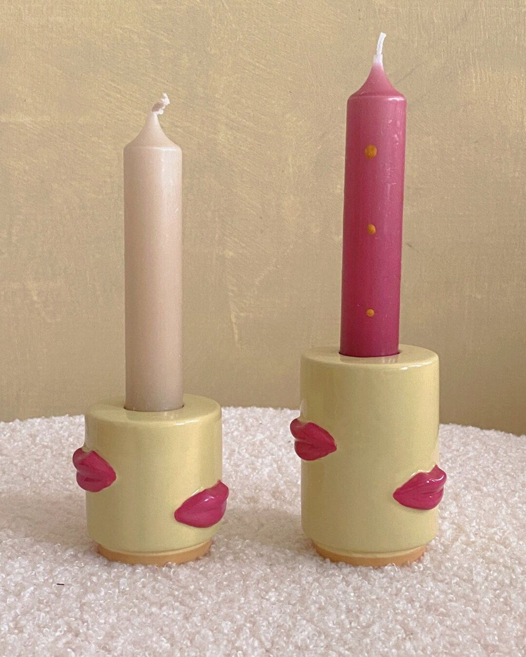 Pink Lips Candle Holder, Kiss Candlestick, Coquette, Lip Art, Girly ...