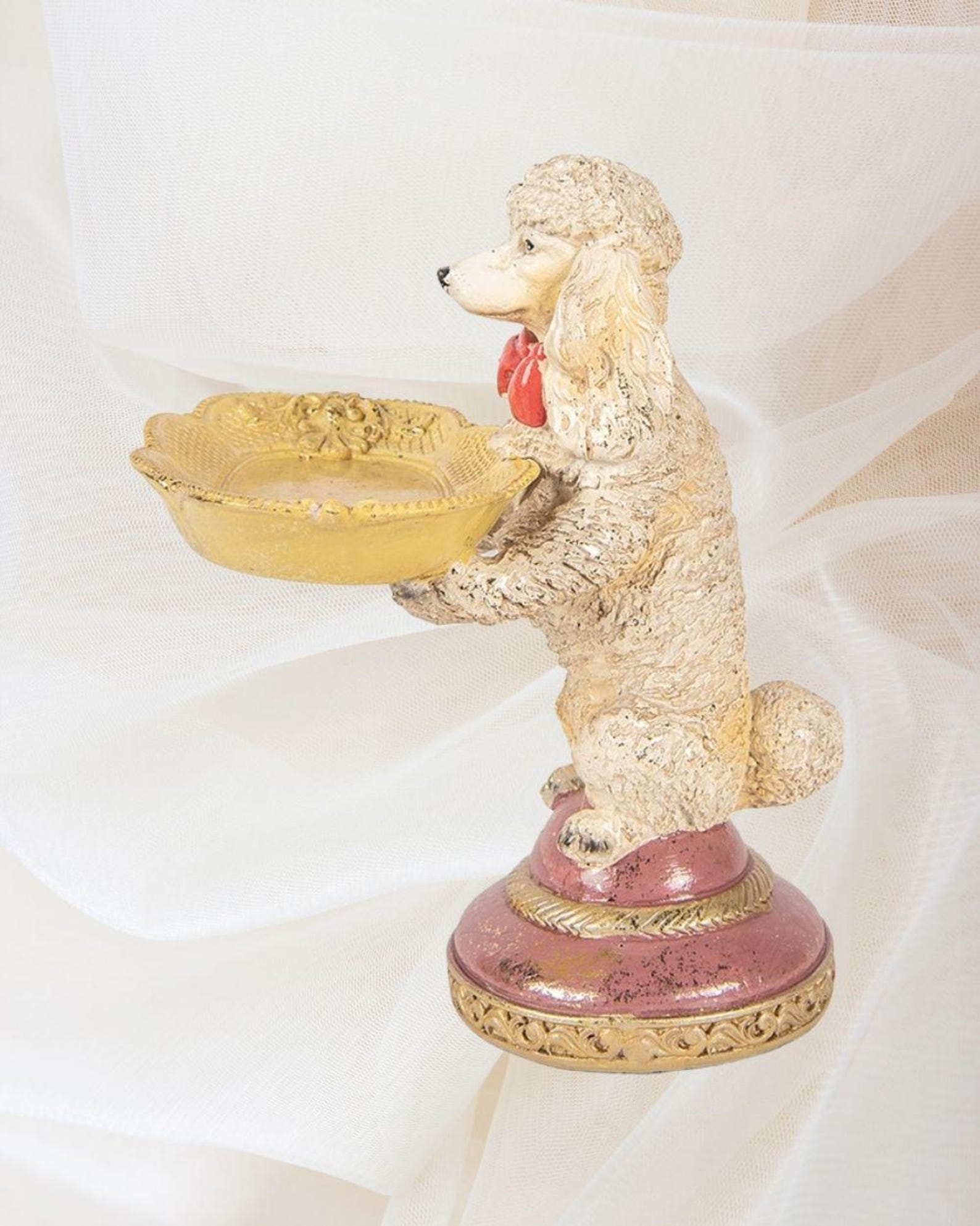 Poodle Tray Holder, Dog Serving Figurine Stand, Vintage Style Counter ...