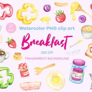 Watercolor Breakfast Clip Art, Characters, Creatures, Nursery, Baby ...