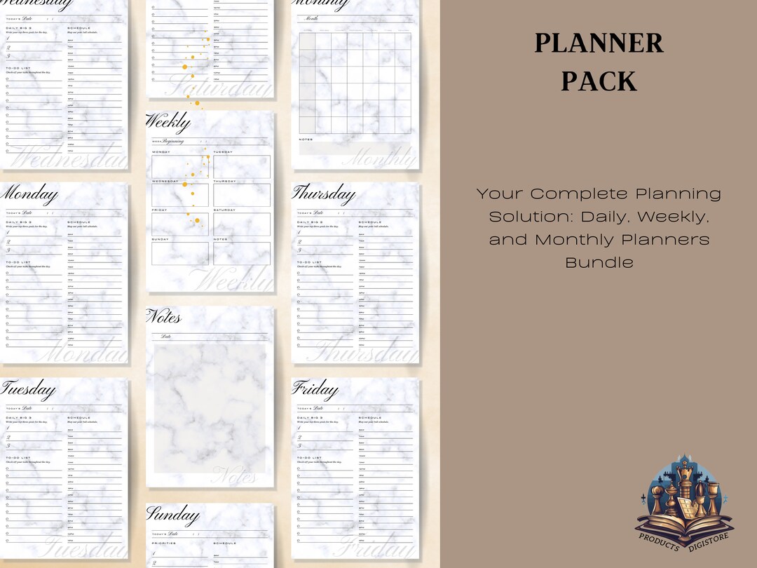 Printable Daily Planner Bundle Weekly Planner Monthly - Etsy