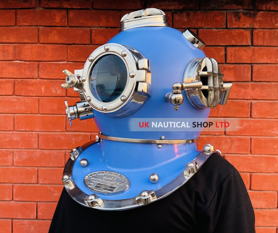 Blue Diving Helmet Scuba Diving Helmet U.S Navy Mark V Scuba Divers ...