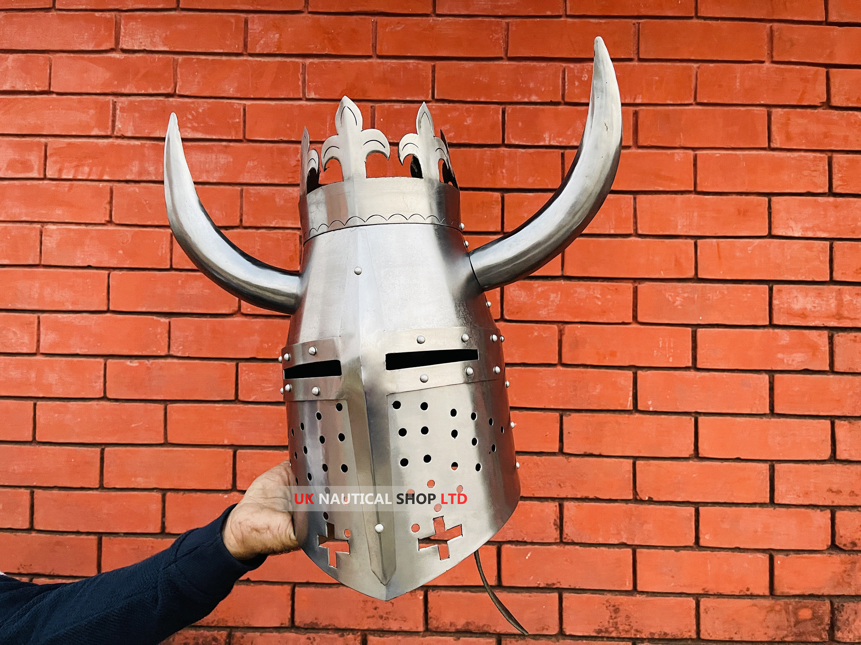 Medieval Crusader Helmet Templar Knight Helmet Silver Finish Crusader ...