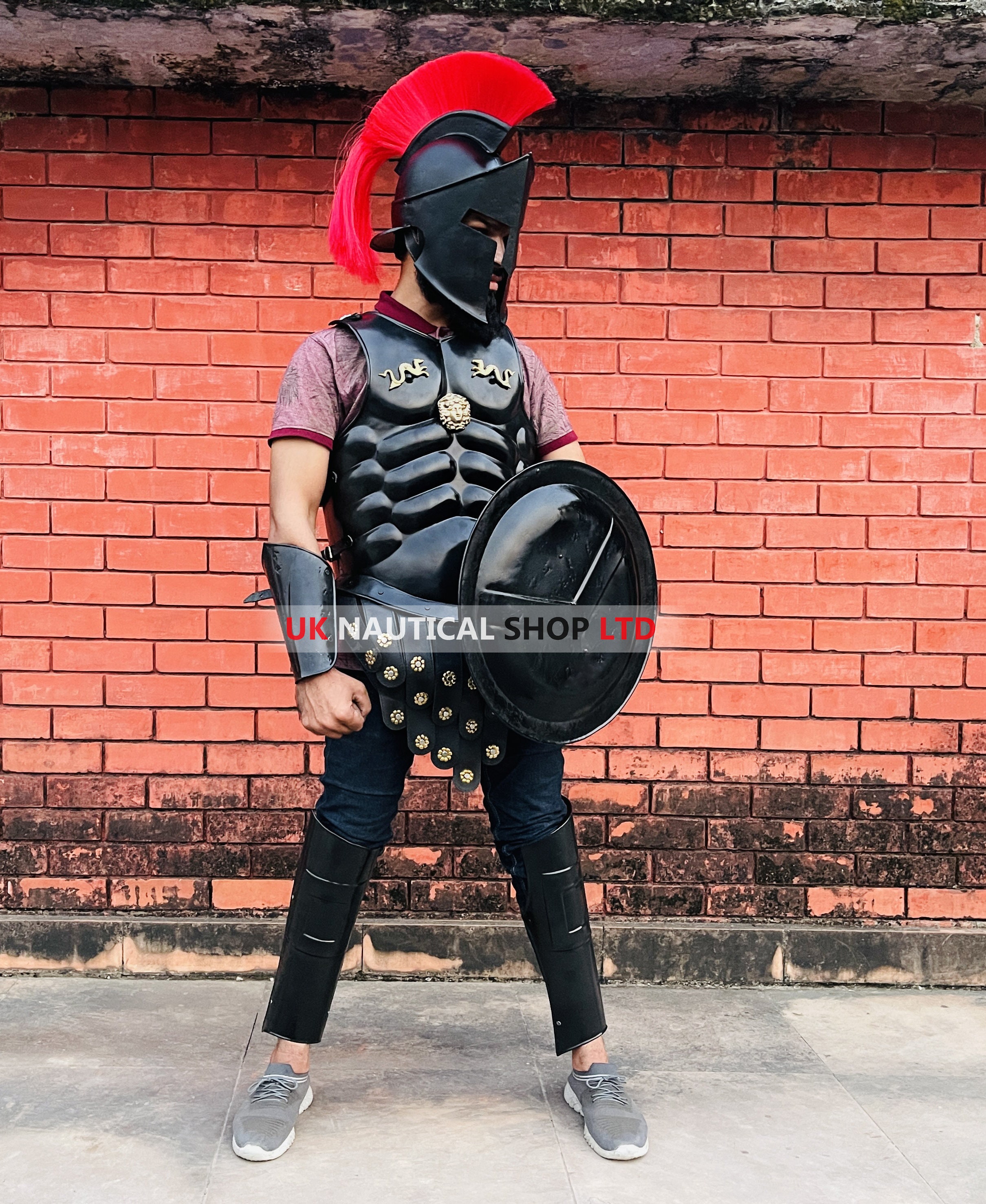 300 Spartan Warrior Costume Helmet,shield,arm Bracers,leg Guard Spartan ...