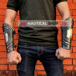Blackened Steel Pair of Bracers Cosplay Armor for Larp Clothing Metal ...