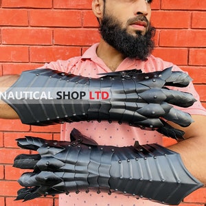 Ringwraith Nazgul Gauntlets Black Nazgul Gauntlets Steel Medieval Armor ...