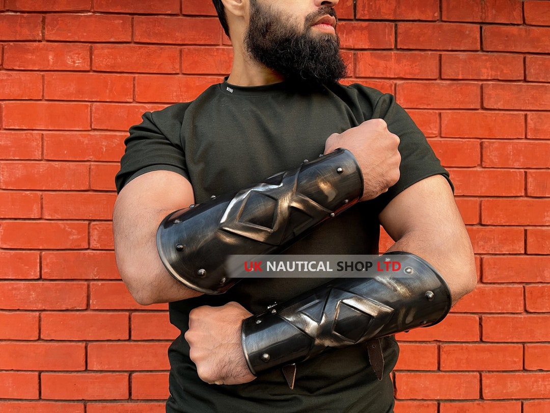 Viking Pair of Bracers Cosplay Armor for Larp Clothing Metal Bracers ...