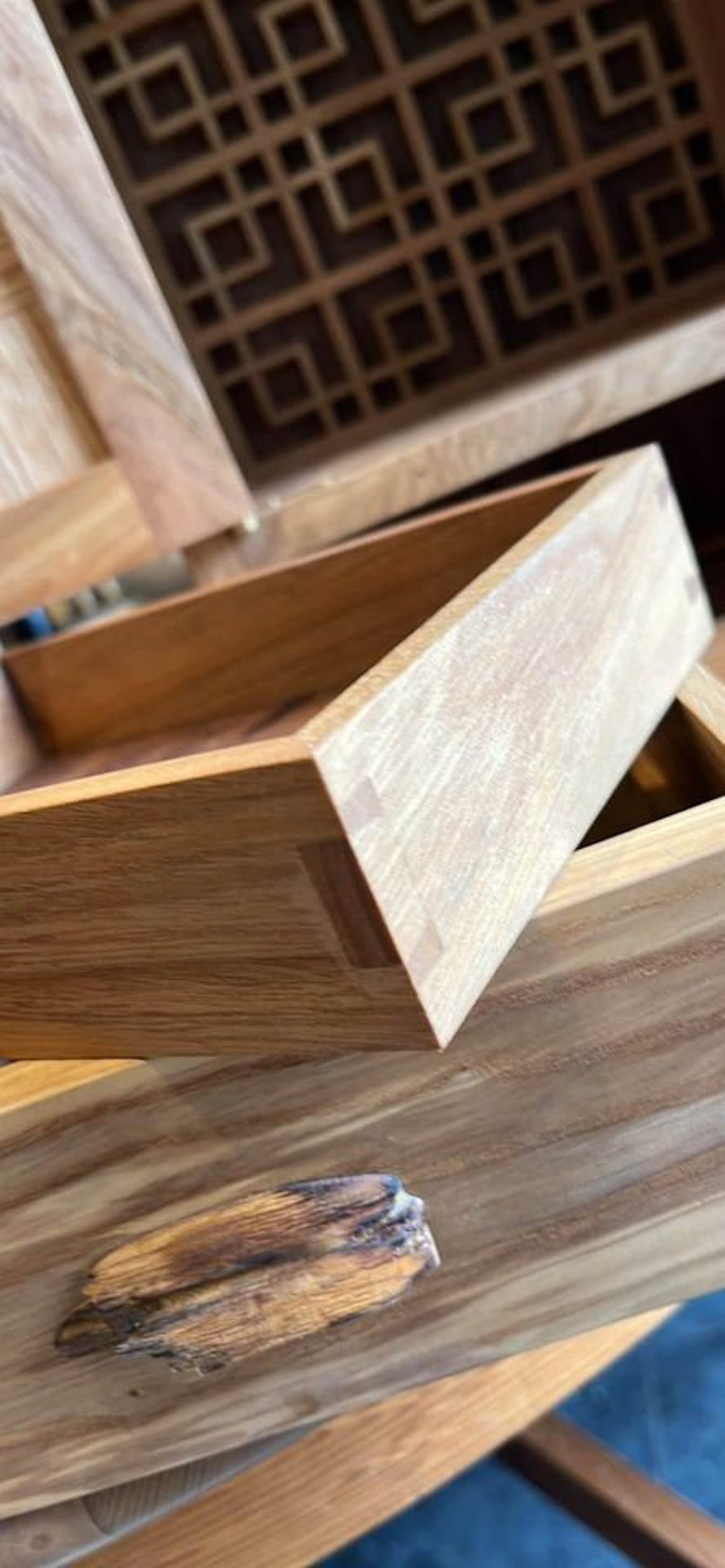 Hand Made Solid Elm Wall Cabinet With Kumiko Back Panel and Sweet ...