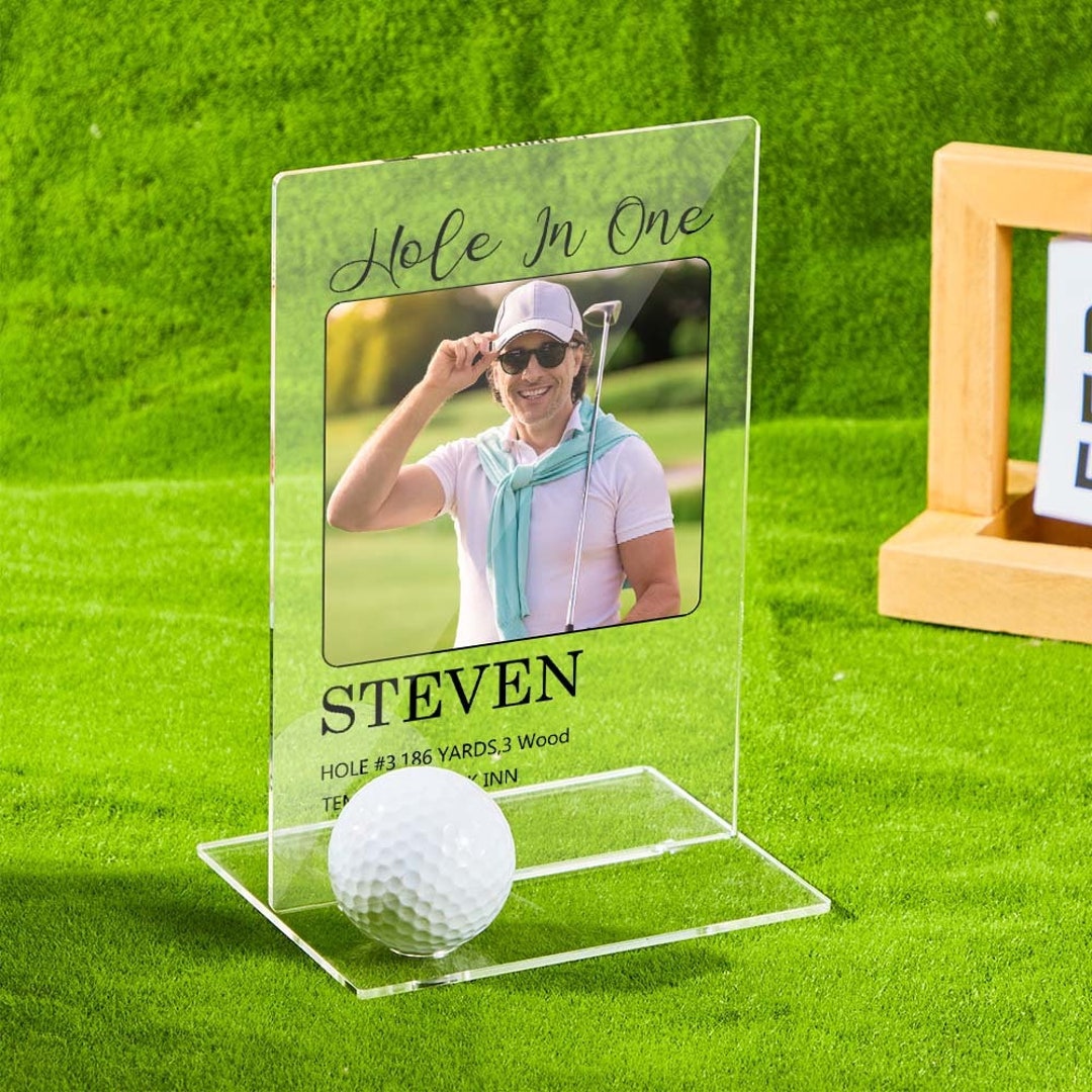 Personalized Photo Acrylic Golf Plaque Custom Golf Ball Display Hole in ...
