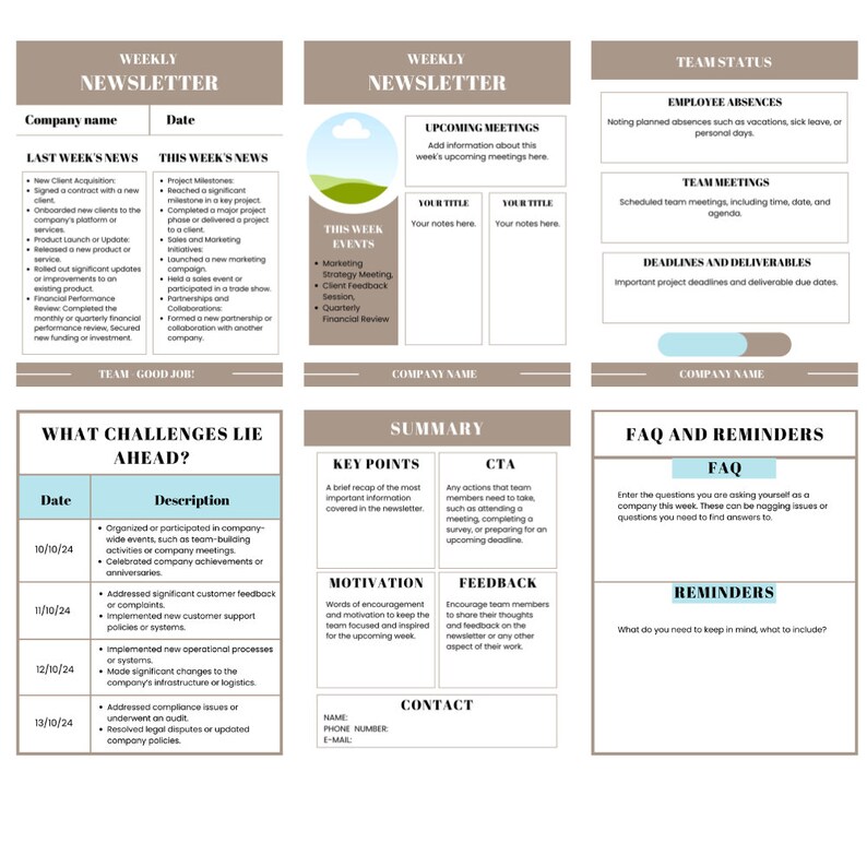 Editable Business Newsletter Template, Newsletter for Employees ...