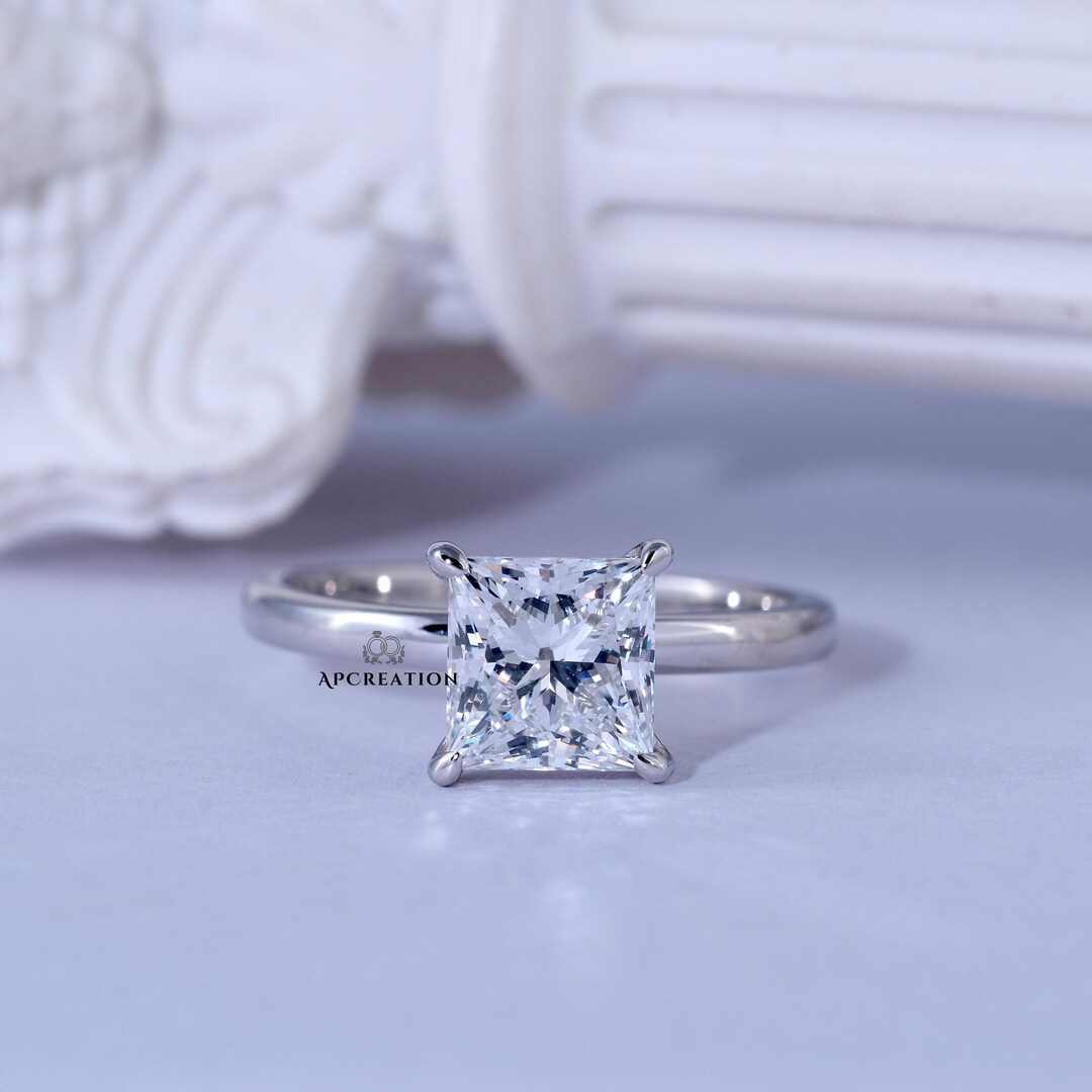 Solitaire Diamond Ring Princess Cut Diamond Ring Square Diamond Ring ...