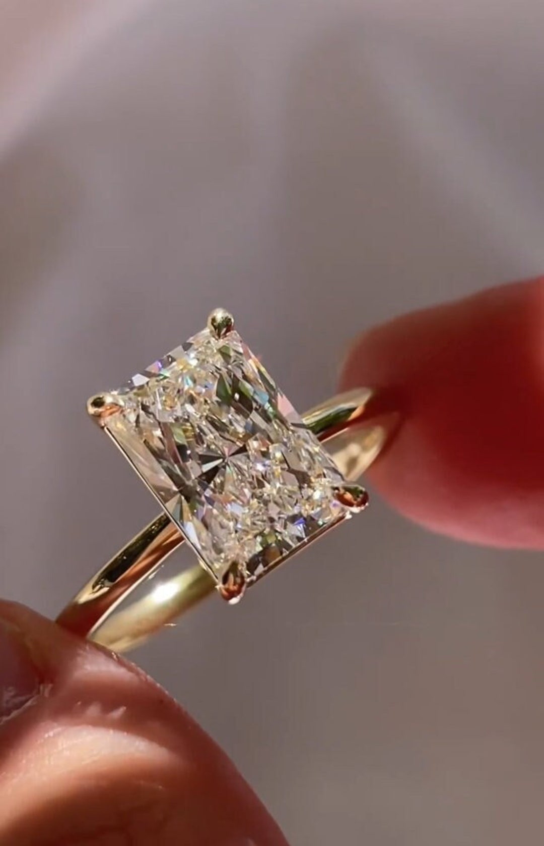 3CT Radiant Cut Engagement Ring Gold Ring Silver Ring Moissanite Ring ...