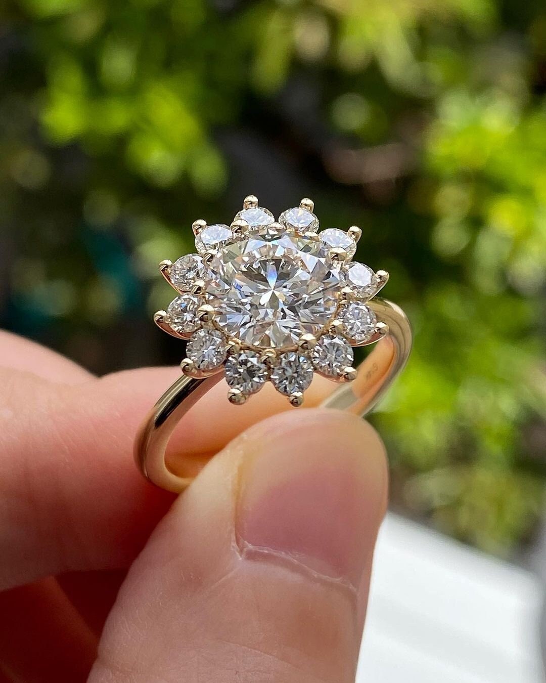 2CT Round Cut Moissanite Antique Vintage Flower Engagement Ring 14K ...