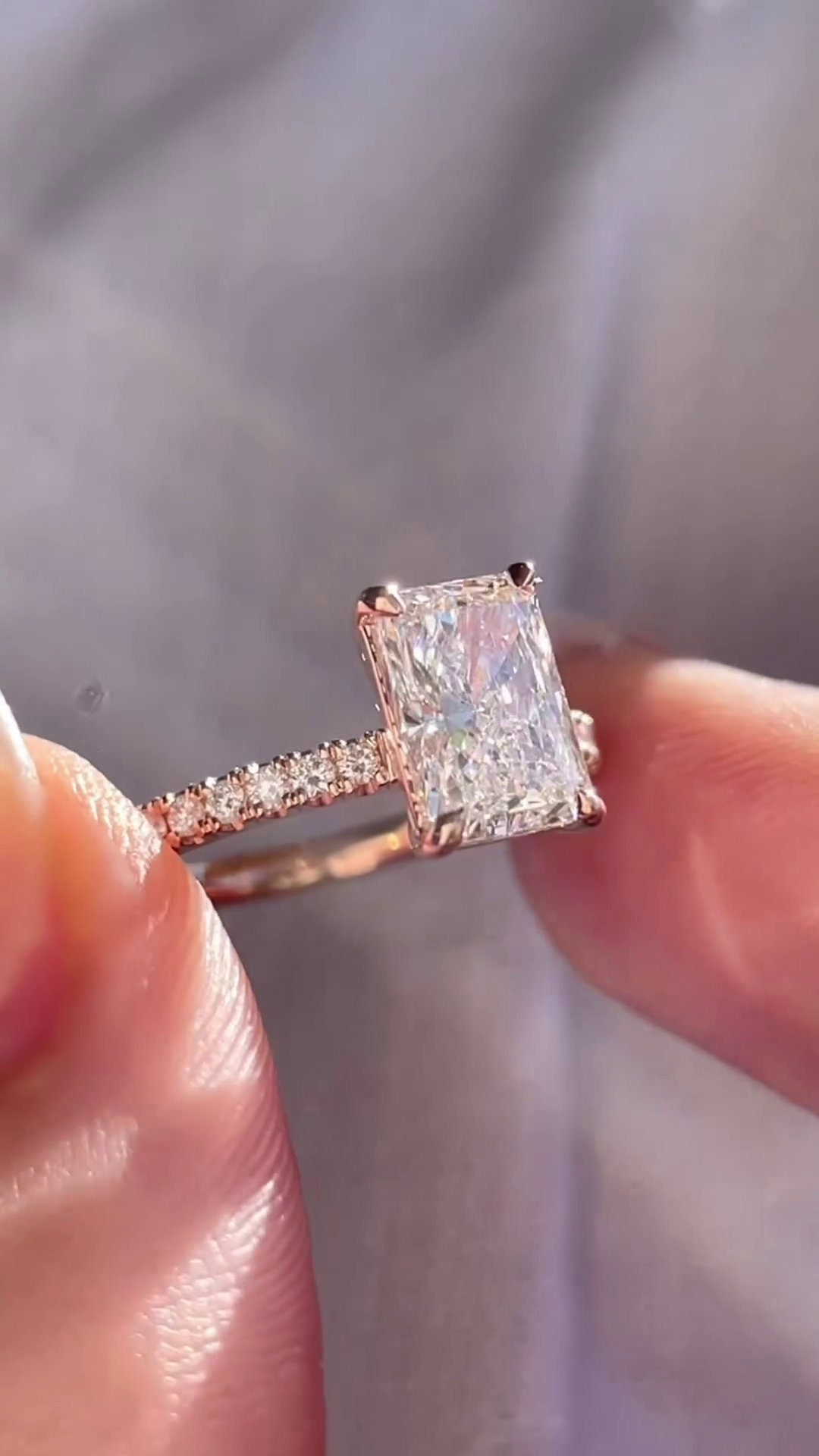 Radiant Cut Engagement Ring 925 Silver Ring Promise Ring Stacking Ring ...