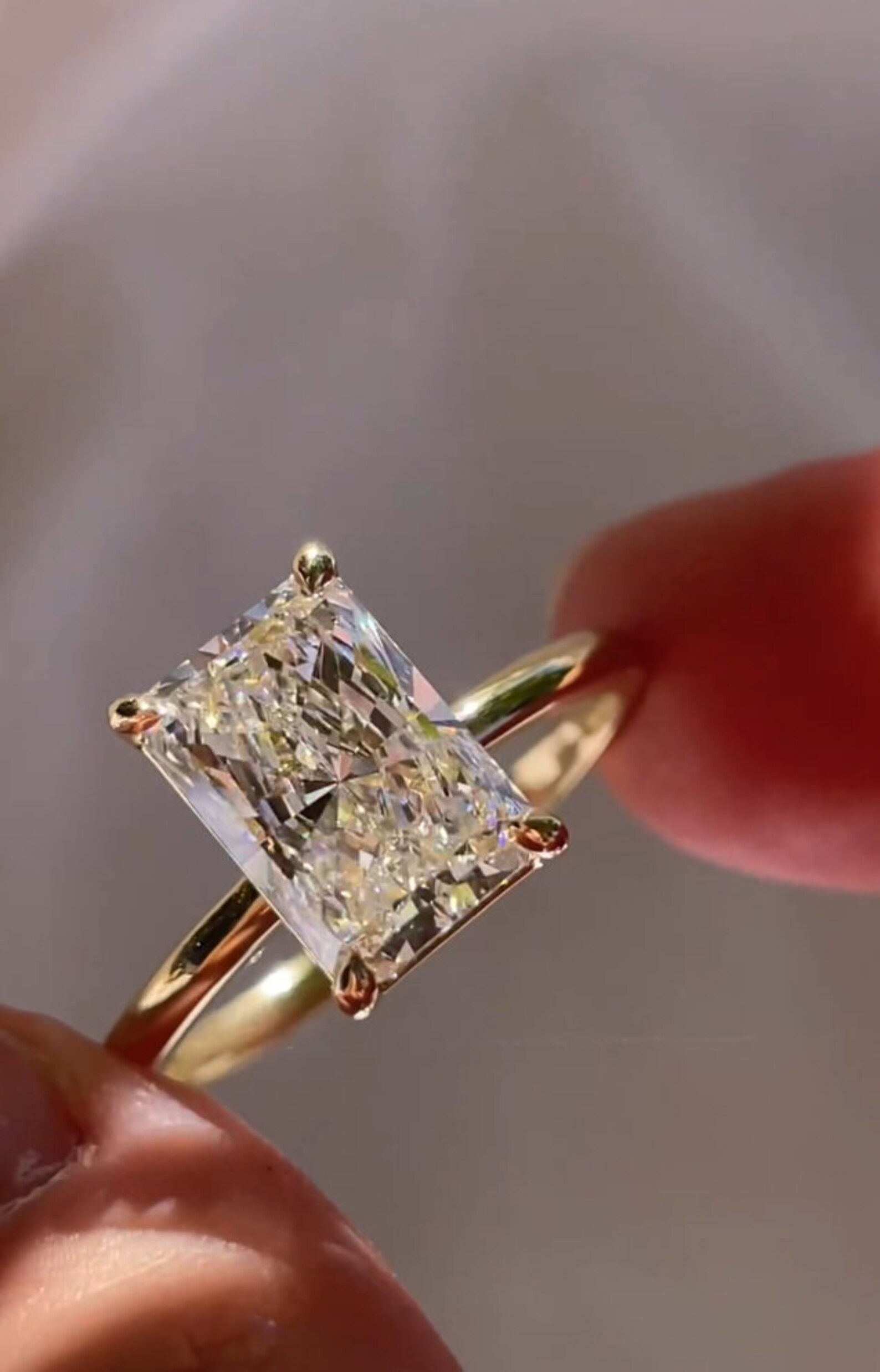 3CT Radiant Cut Engagement Ring Gold Ring Silver Ring Moissanite Ring ...