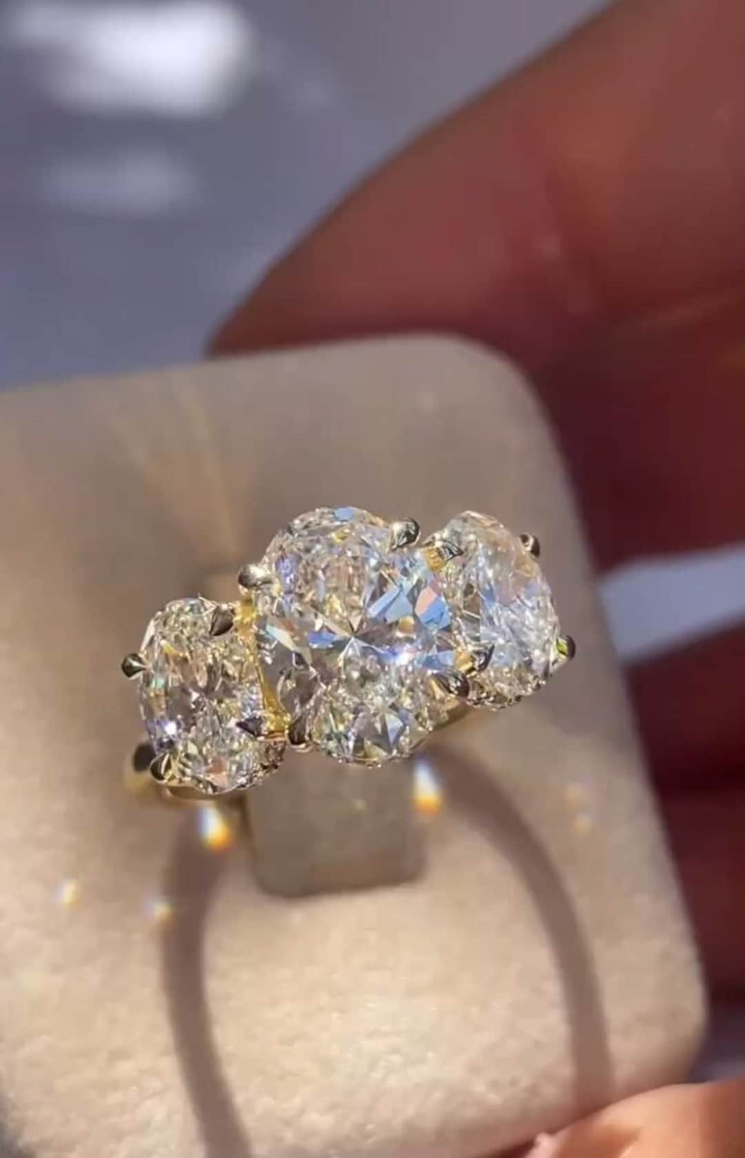 Trilogy Ring 3 Stone Ring Round Engagement Ring Triple Stone Ring ...