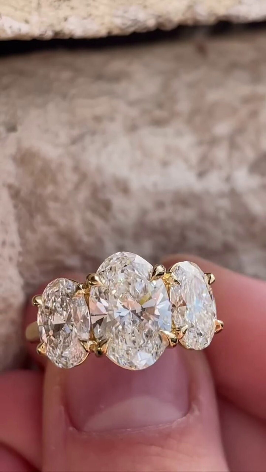 2 CT Oval Cut Trilogy |oval Three Stone Ring|14k Solid Yellow Gold ...