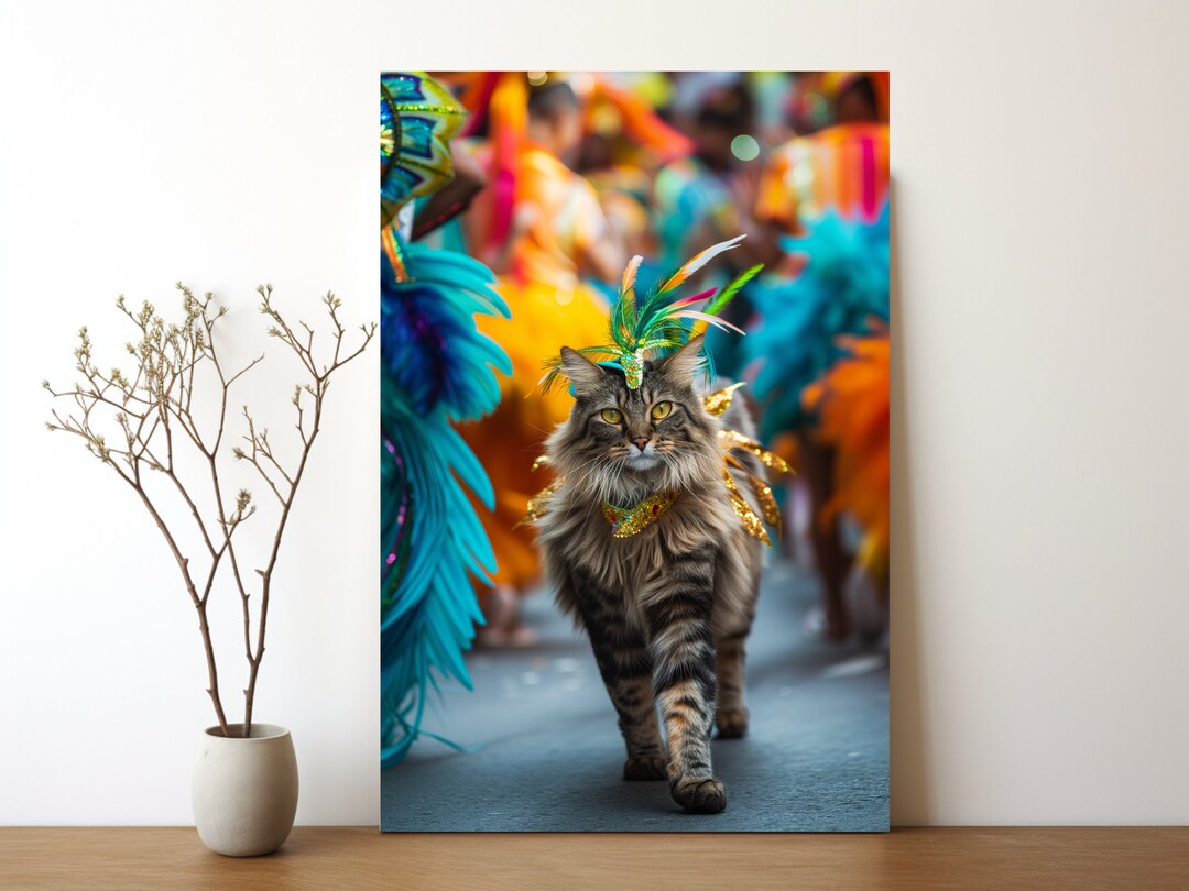 Maine Coon, Rio Carnival, Cat, Digital Wall Art, Wall Art, Brazil ...
