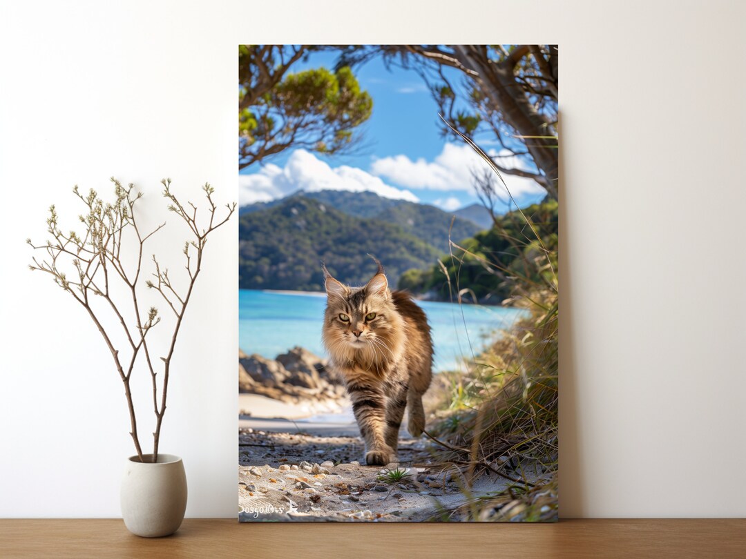 Cat, Maine Coon, Abel Tasman National Park, New Zealand, Digital Wall ...