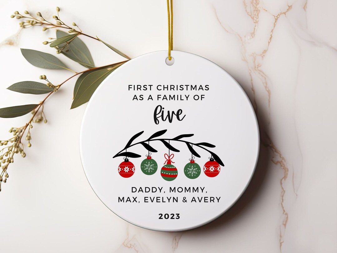 Personalized Family of Five Christmas Ornament | Baby's First Christmas ...