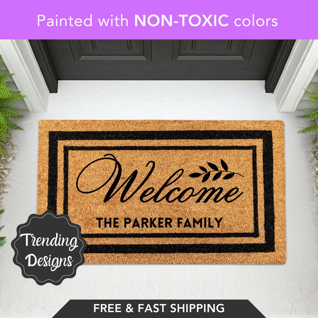 Personalized Custom Name Coir Door Mat Logo Welcome Customized Doormat ...