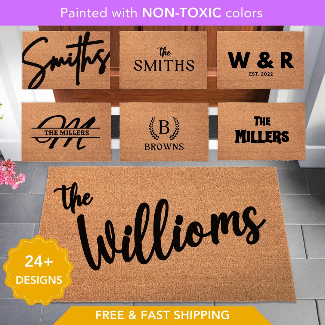 Personalized Custom Name Coir Door Mat Logo Welcome Doormat for Home ...