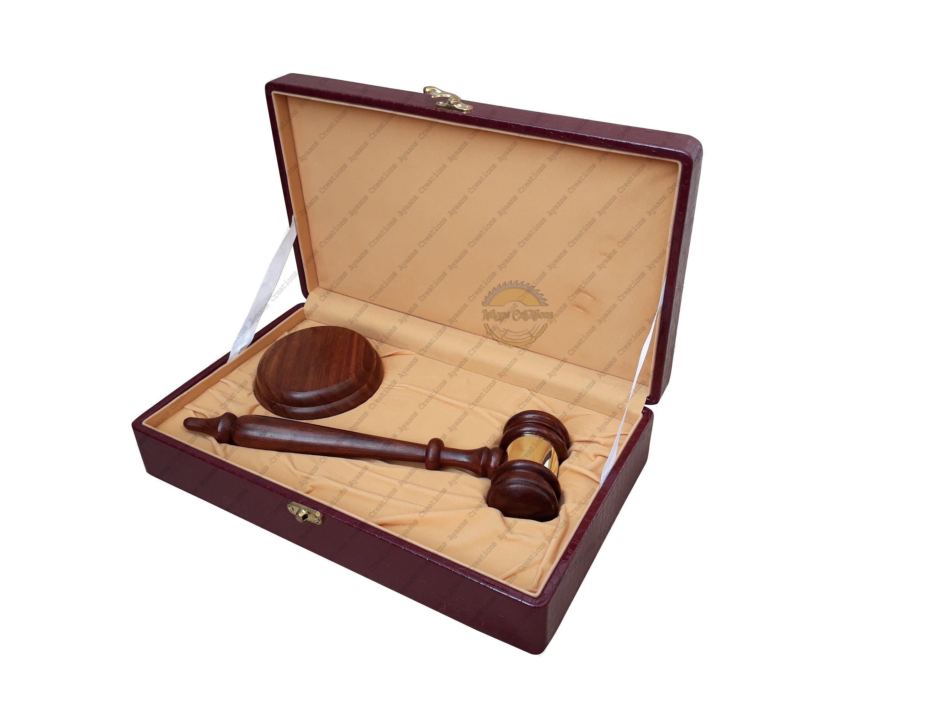 Wooden Gavel Judge's Gavel With Artificial LEATHER Box Premium ...