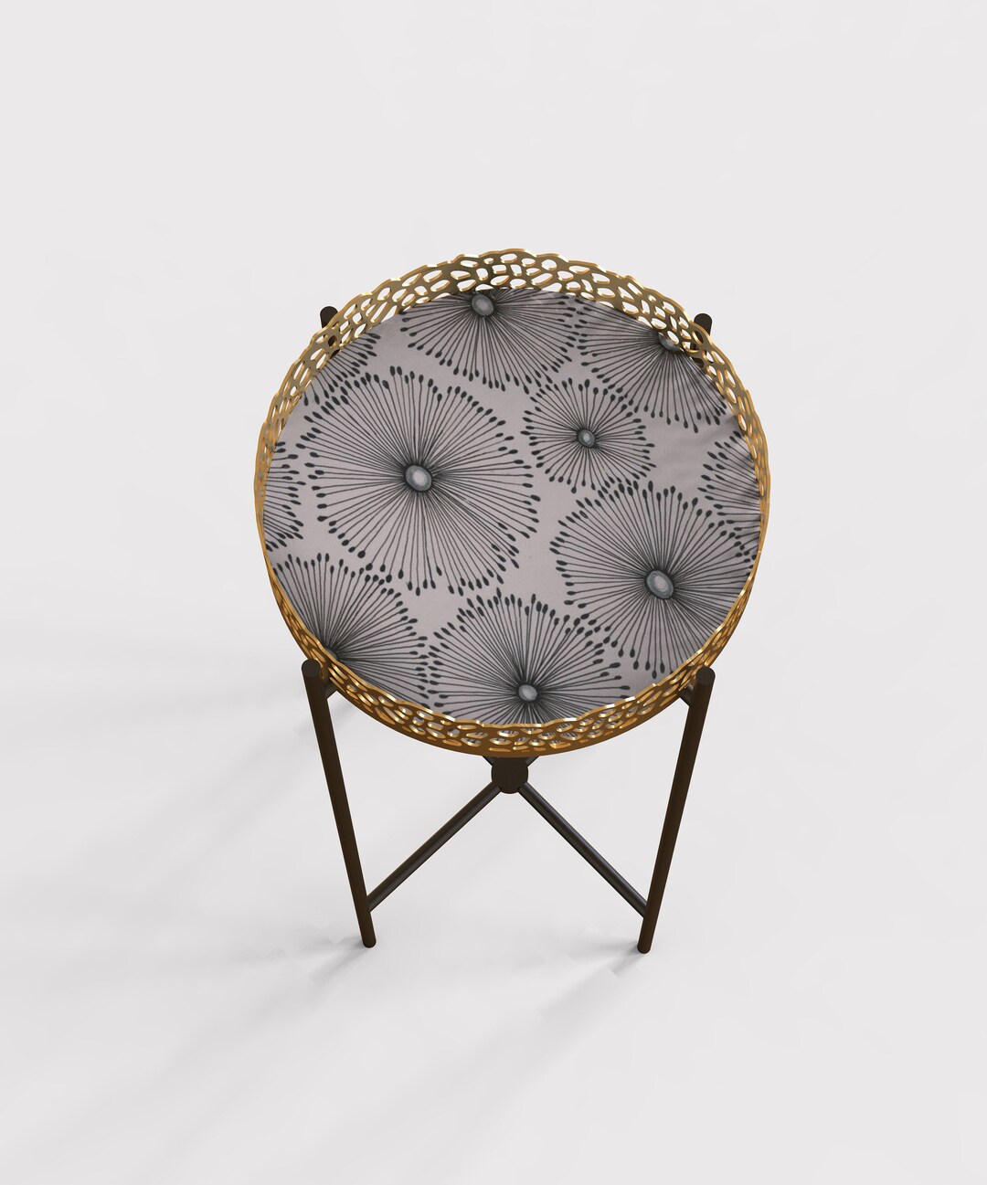 Side Table Modern Iron Table With Stand, Black Powder Coated Round ...