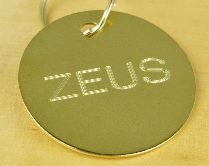REINFORCED Deeply Engraved Solid Brass Dog Tag, 27mm Round - Etsy