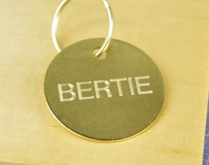 REINFORCED Deeply Engraved Solid Brass Dog Tag, 27mm Round - Etsy