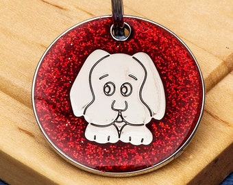Red White and Black Patterned Pet Id Tag Colorful Round Dog Tag 35mm ...